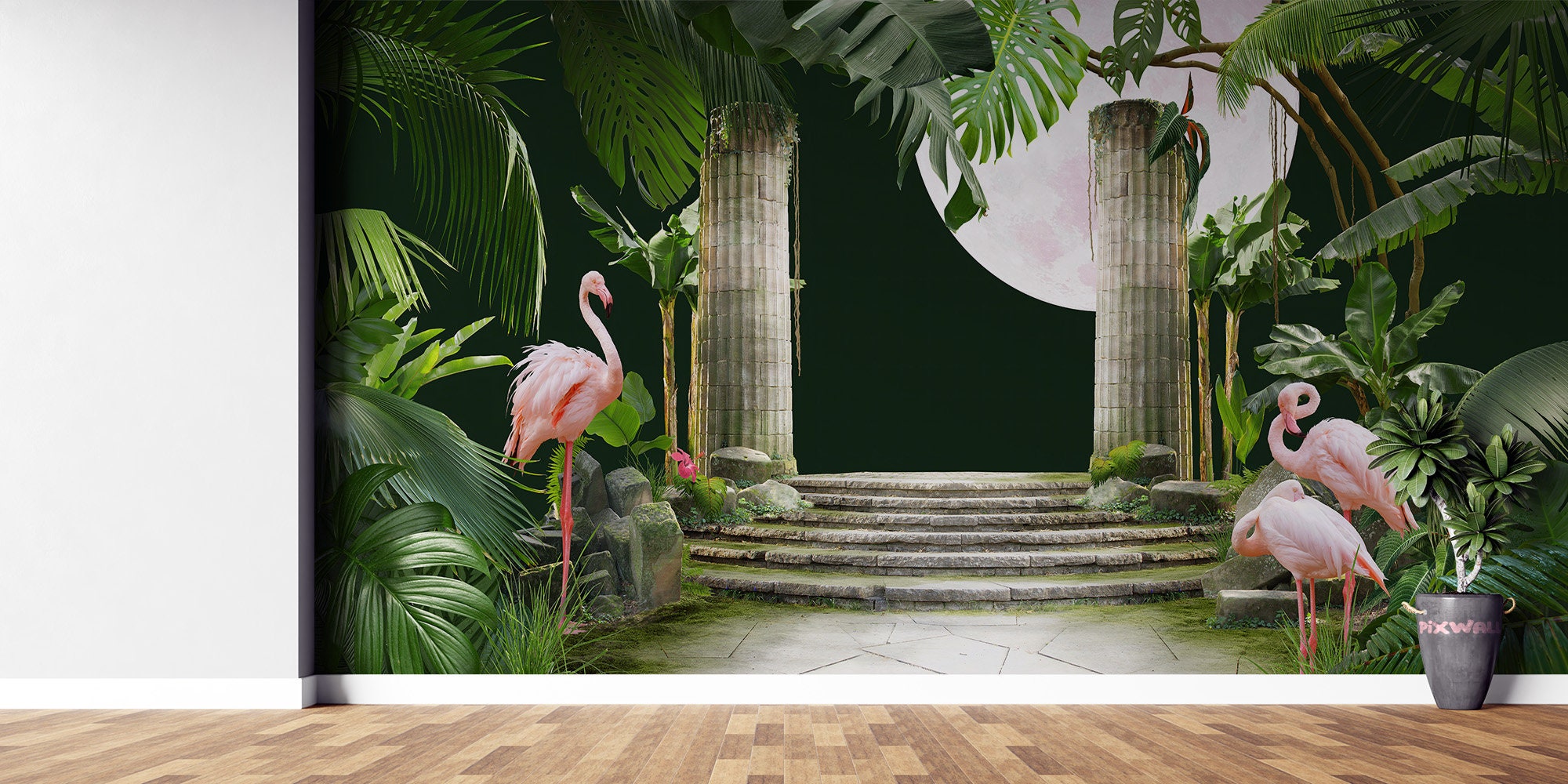 Ancient Roman Columns and Flamingos Wallpaper Mural Self - Etsy