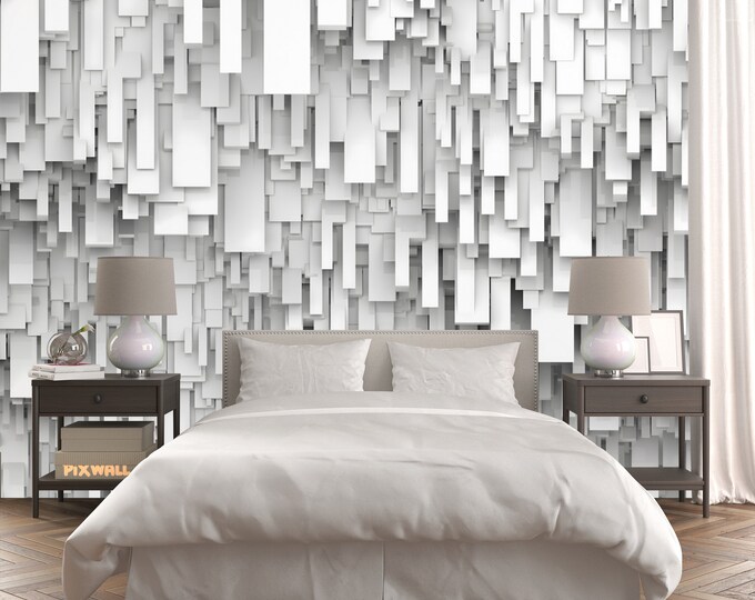 3D Rectangular Shapes Wallpaper, Peel and Stick Wallpaper, Self ...