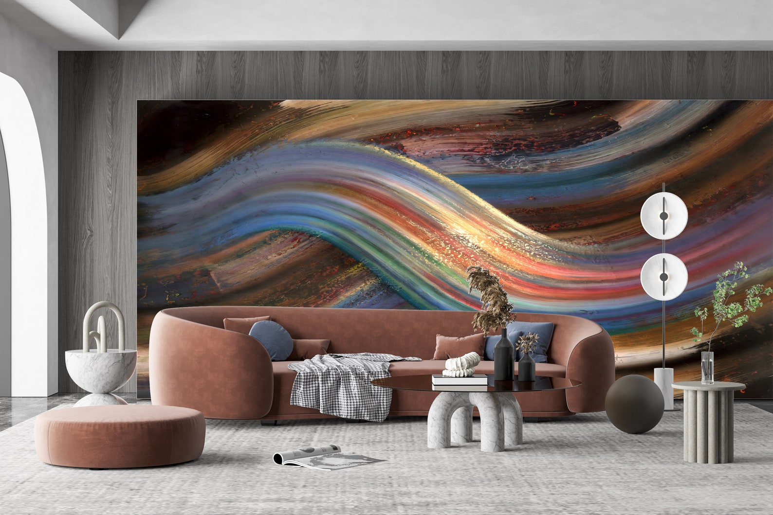 Colorful Brush Strokes Abstract Mural Wallpaper Peel and - Etsy