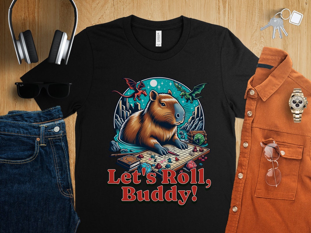 Capybara Shirt Dungeon Master Tee With D20 Dice Fantasy Board Game ...
