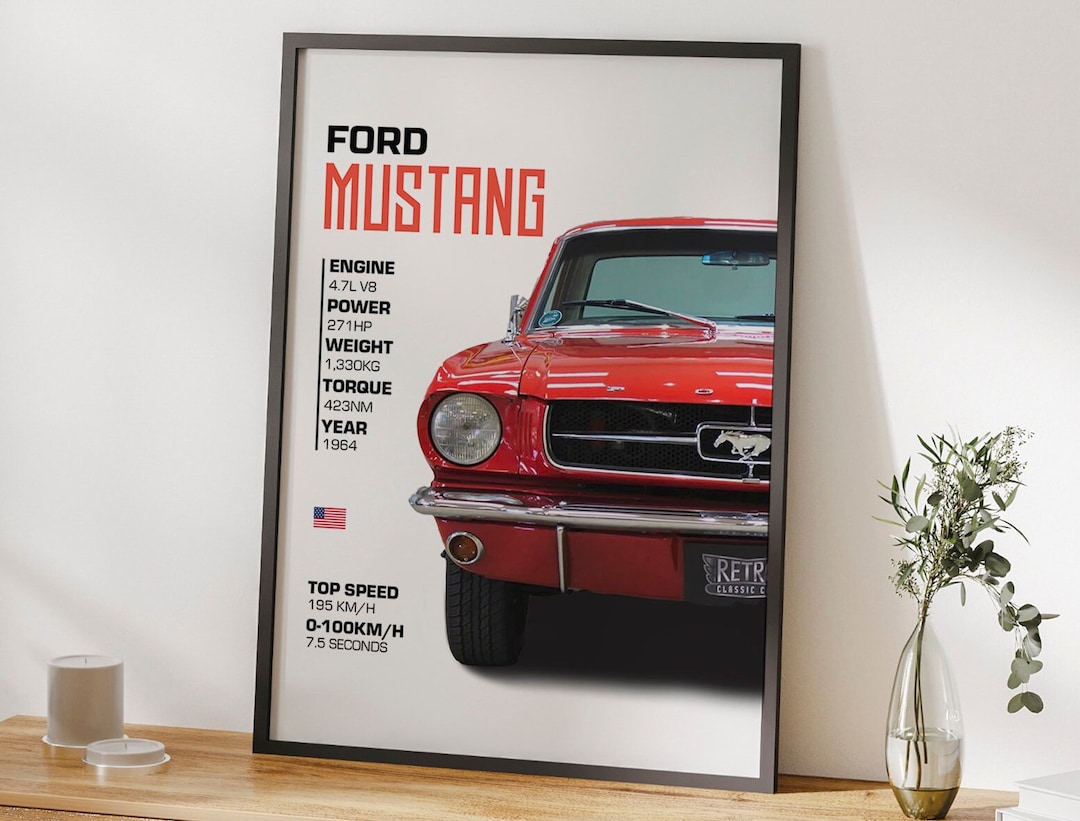 Ford Mustang Poster, Ford Mustang Print, Supercar Poster, Classic Car ...