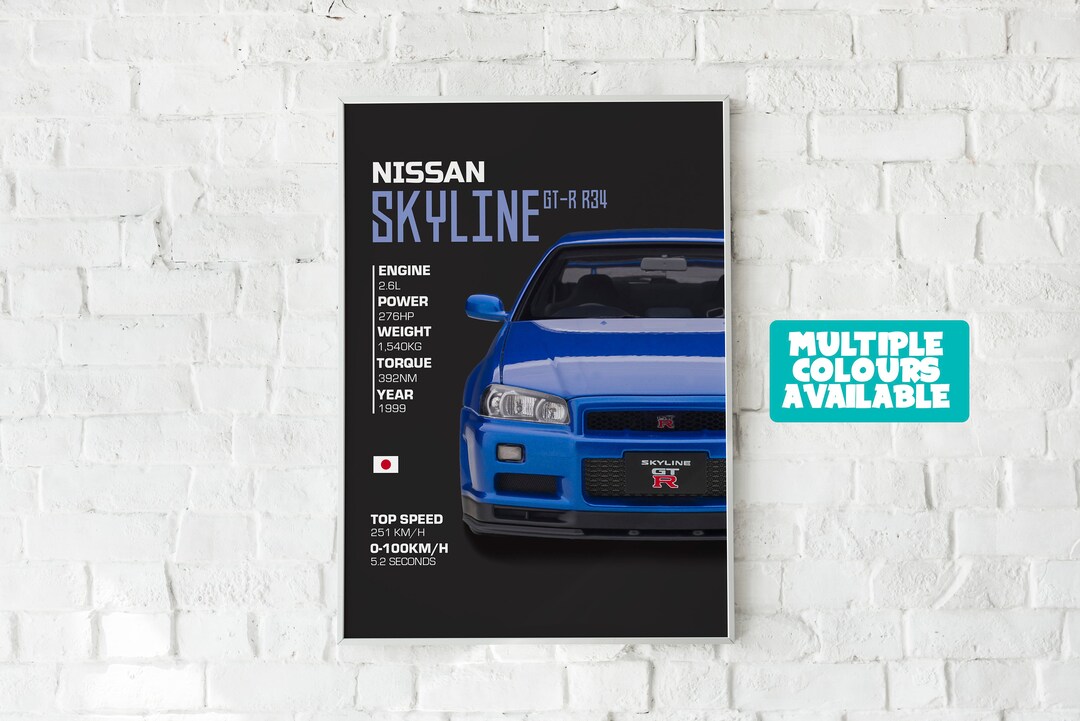Nissan Skyline Poster GT-R R34 Skyline Print Supercar - Etsy UK