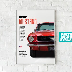 Ford Mustang Poster, Ford Mustang Print, Supercar Poster, Classic Car ...