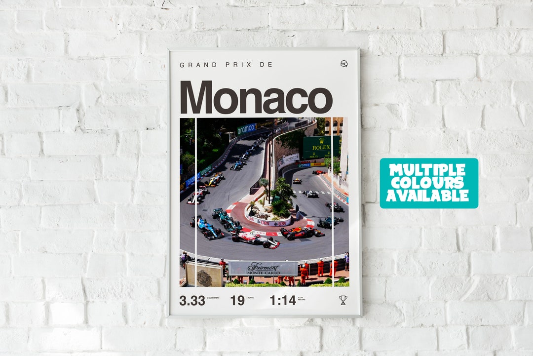 Monaco Poster, F1 Poster, Formula 1 Poster, Monaco Circuit F1 Print ...
