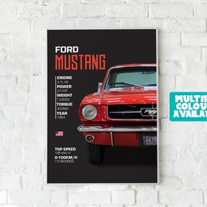 Ford Mustang Poster, Ford Mustang Print, Supercar Poster, Classic Car ...