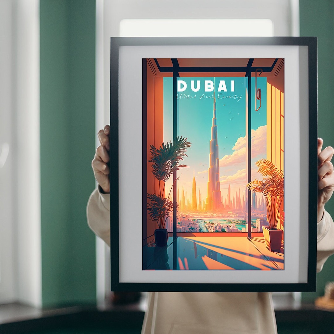 Dubai Art Print Featuring Burj Khalifa, Dubai Travel Poster UAE Print ...