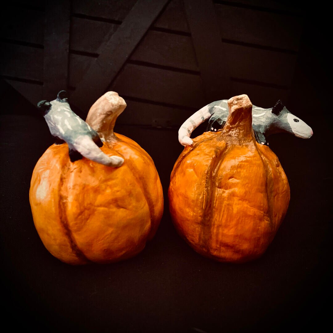 Critters on Pumpkins Autumn Handmade Clay Sculptures - Etsy