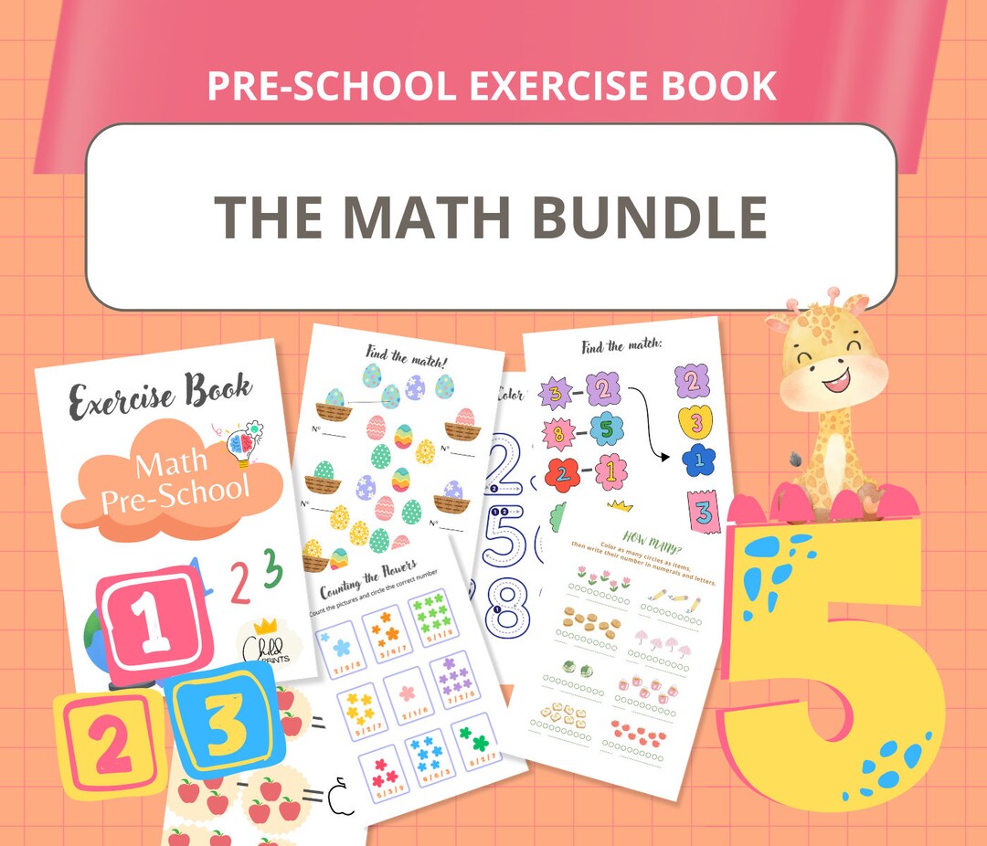 Math Preschool Workbook Bundle, Counting Numbers, Additions ...