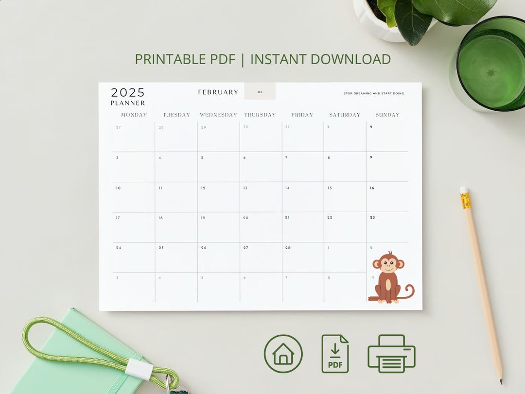 Minimalist 2025 Calendar for Kids, 12 Monthly Planners, Printable ...