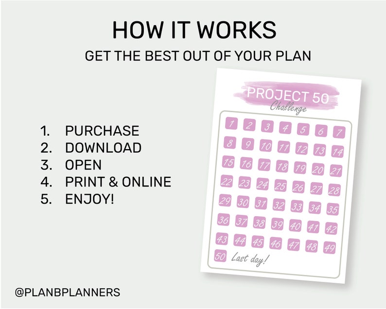 Project 50 Challenge Habit Tracker Planner Pink - Etsy