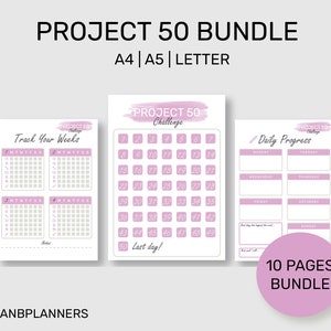 Project 50 Challenge Habit Tracker Planner Pink - Etsy