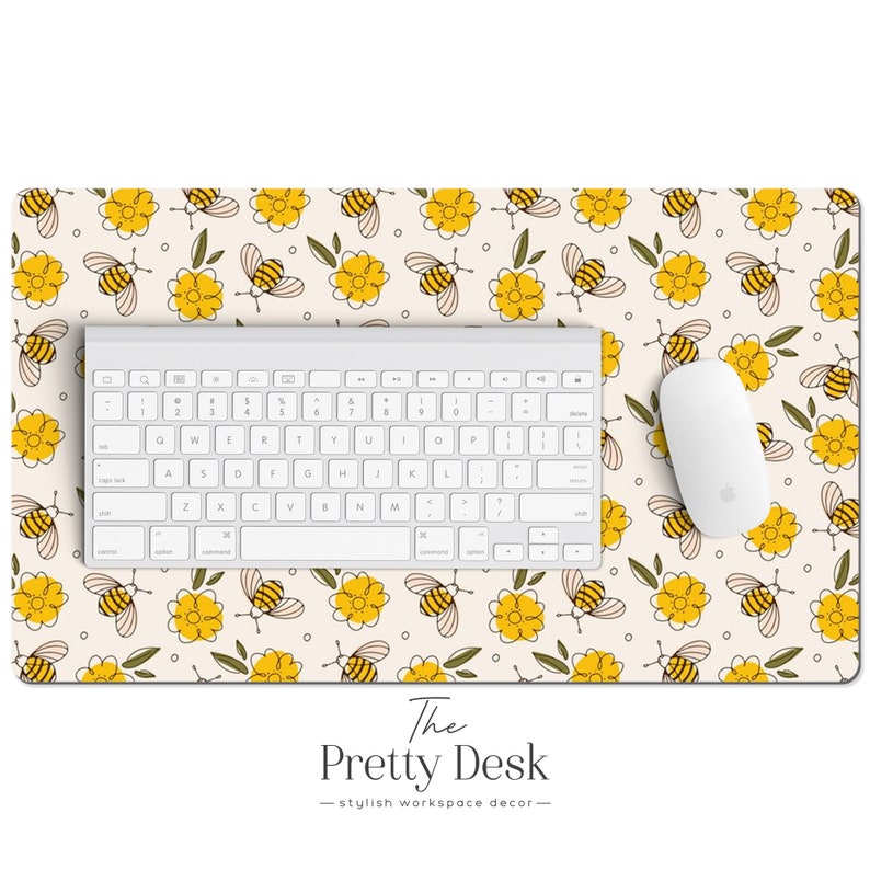 Desk Mat Unique & Pretty Bees and Flowers Design Two Sizes Available in ...
