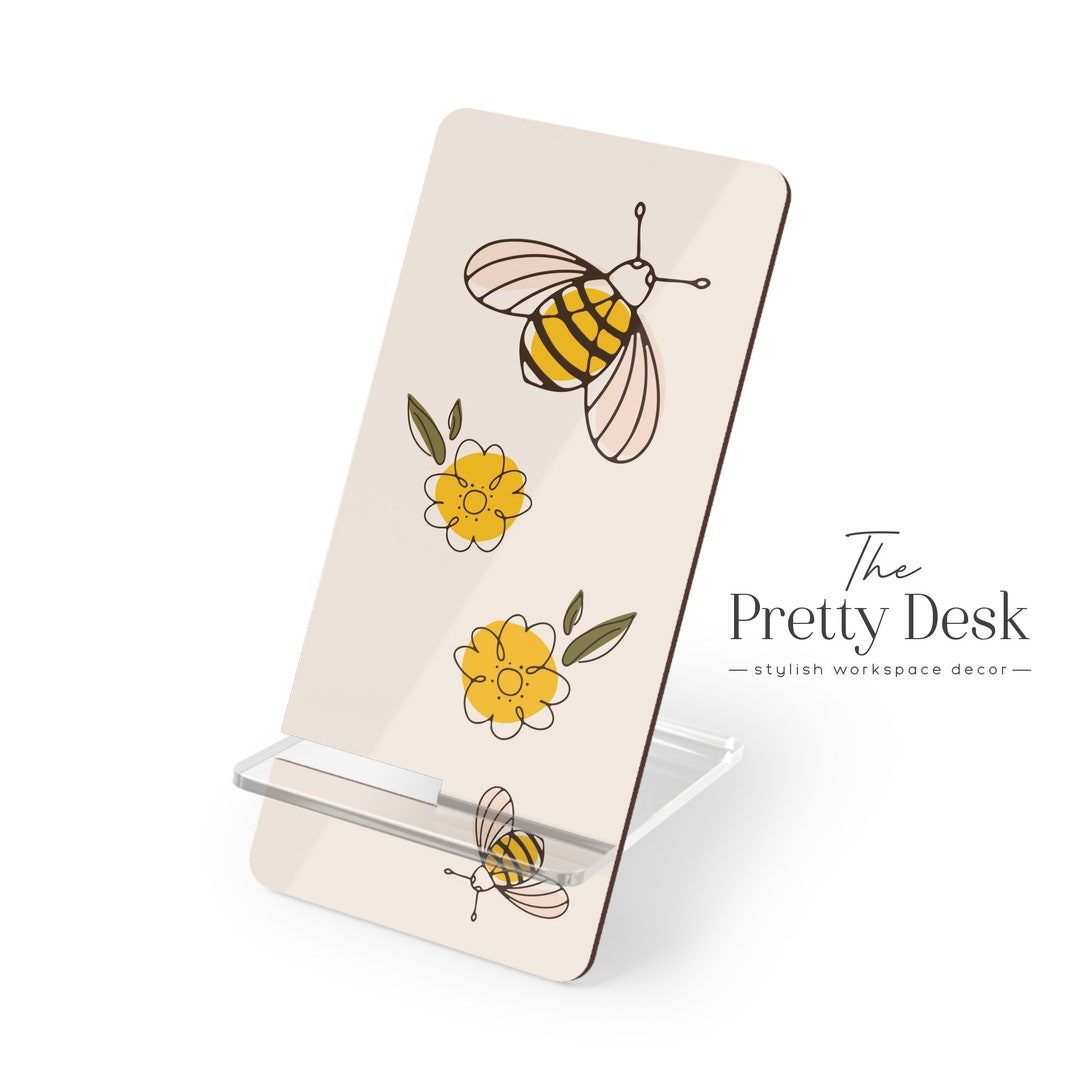 Cell Phone Stand Unique & Pretty Bees and Flowers Design 5.9 X 2.8 Free ...