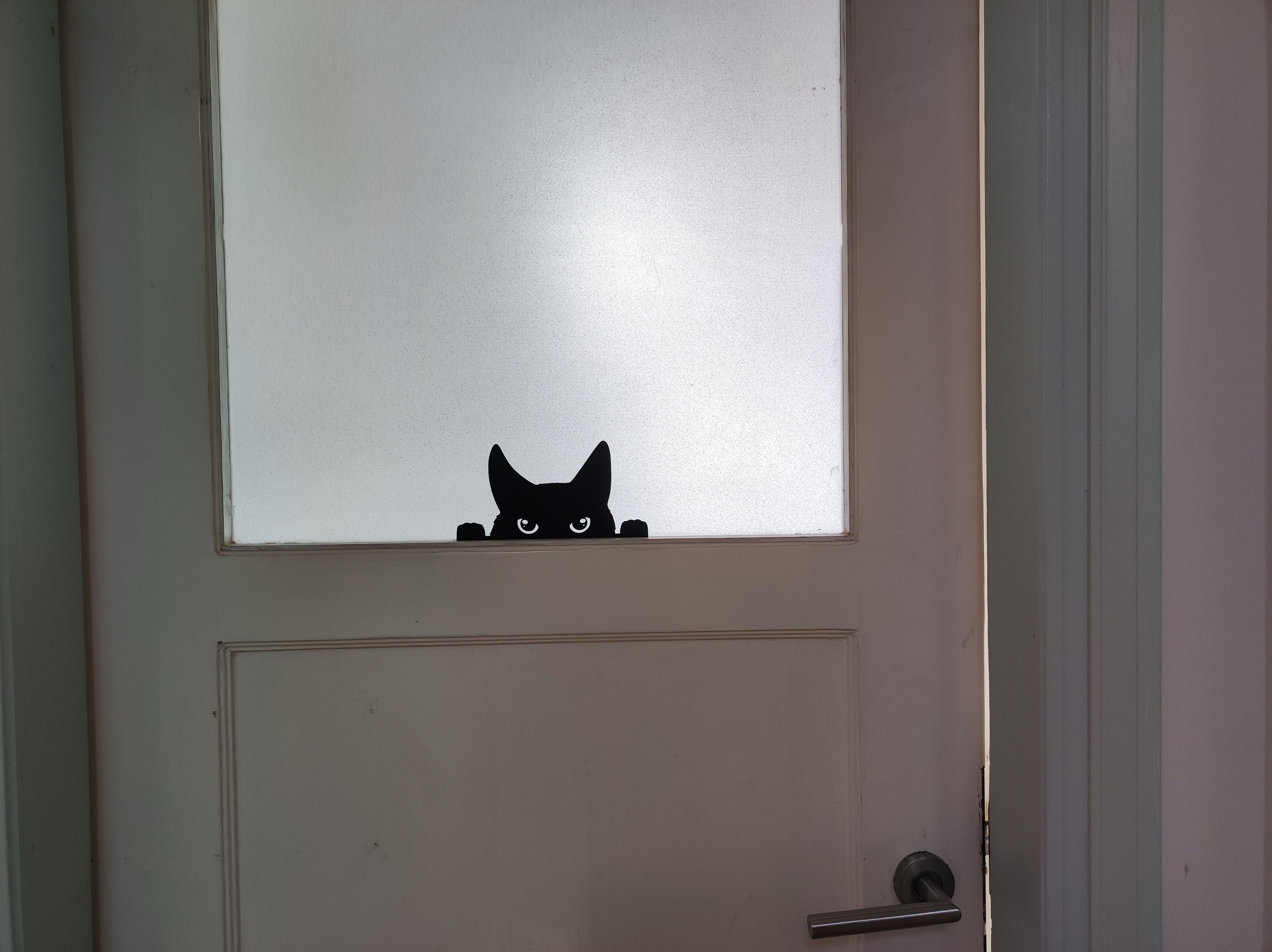 Peeking Cat Silhouette Door Crawler Wood Handmade Wood Plate - Etsy