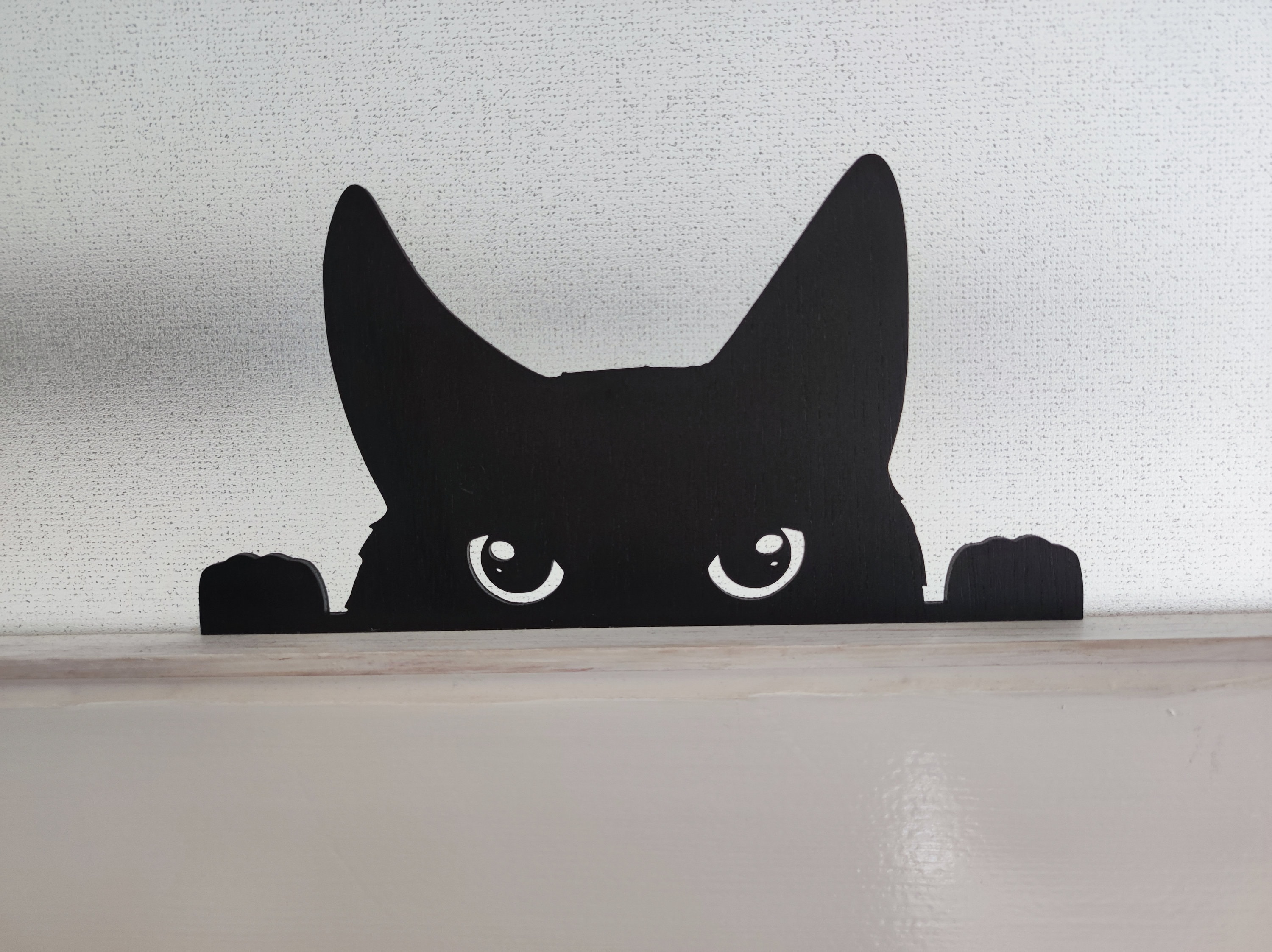Peeking Cat Silhouette Door Crawler Wood Handmade Wood Plate - Etsy