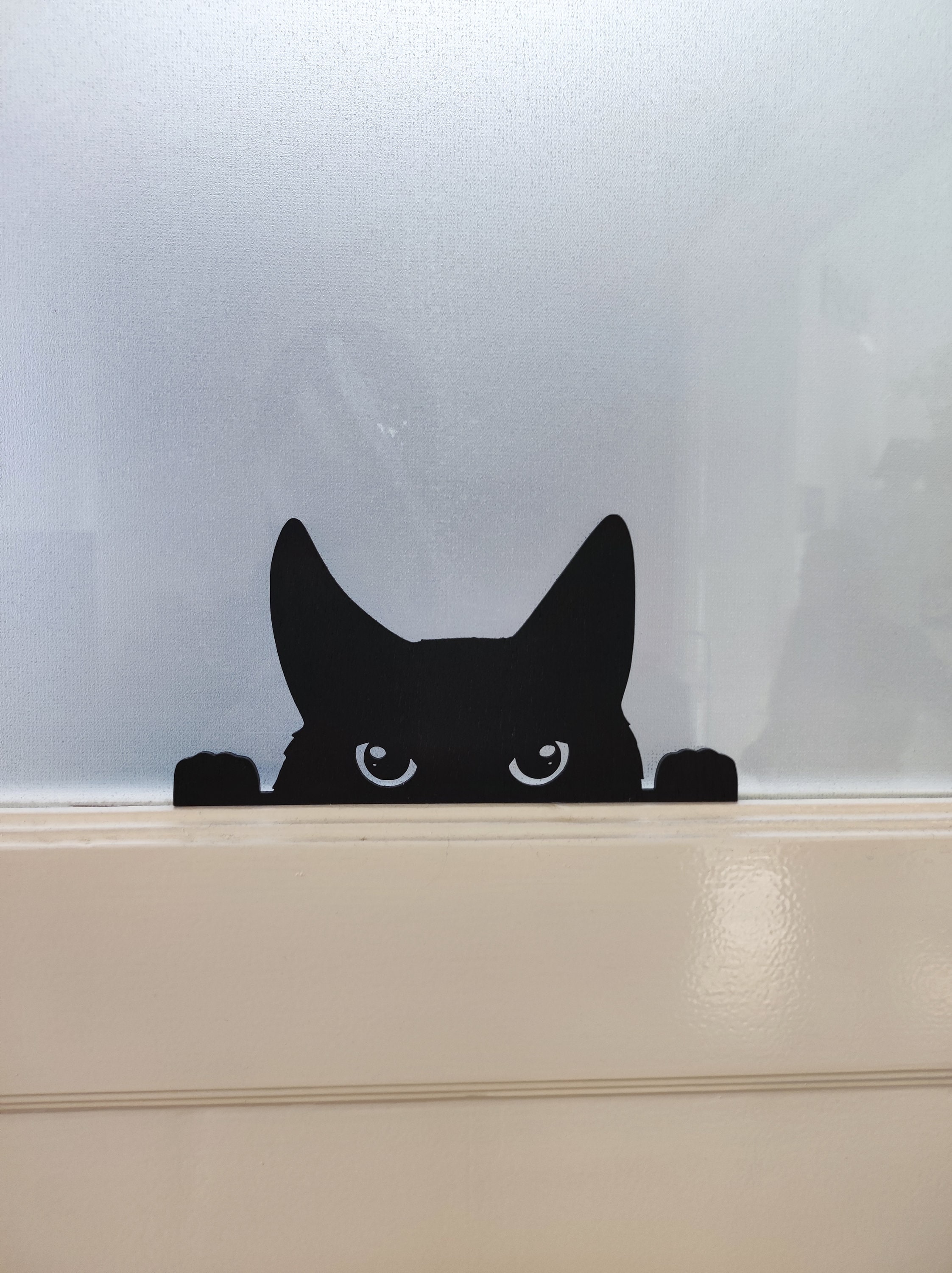 Peeking Cat Silhouette Door Crawler Wood Handmade Wood Plate - Etsy
