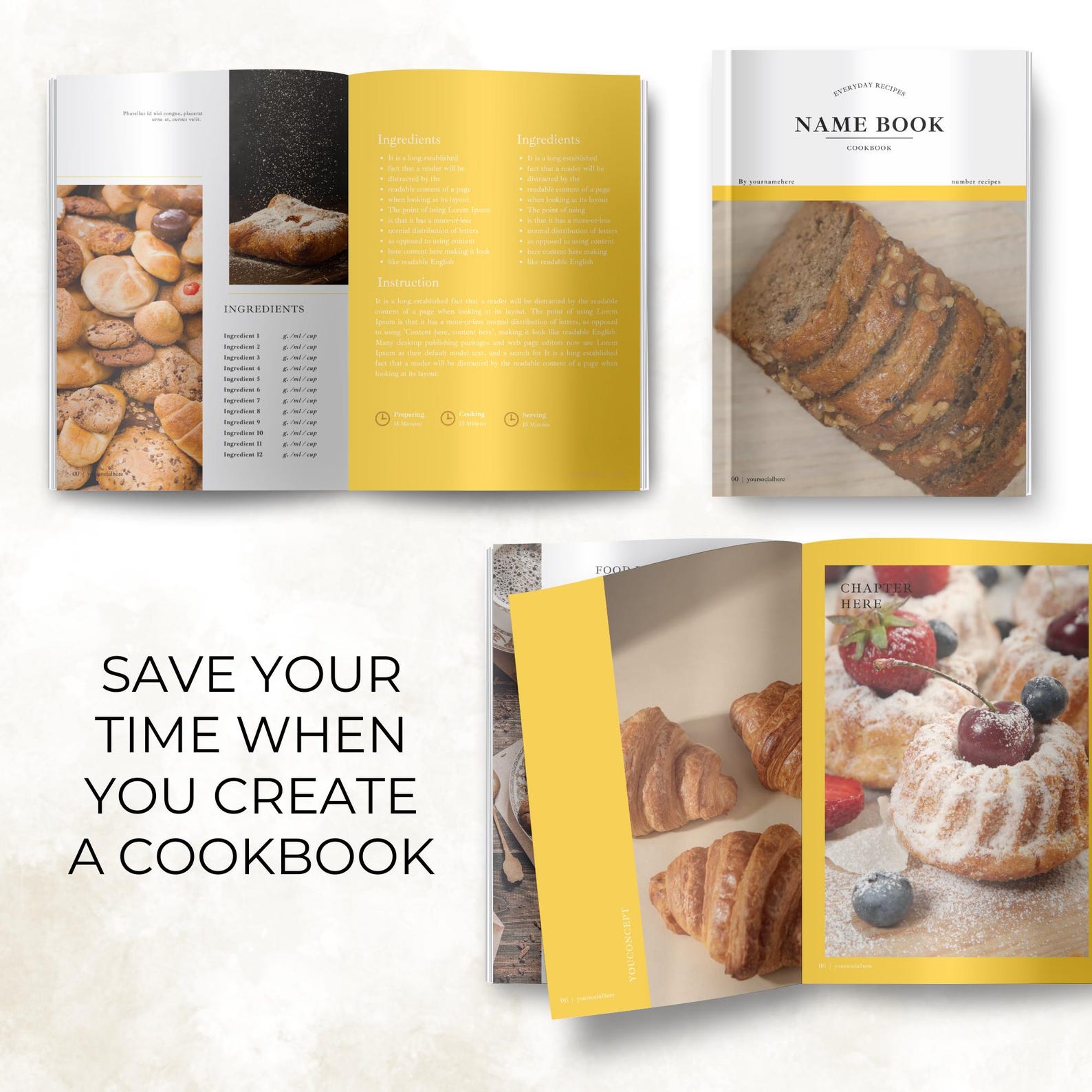 Editable Canva Recipe Book Template, Aesthetic Digital Cookbook ...