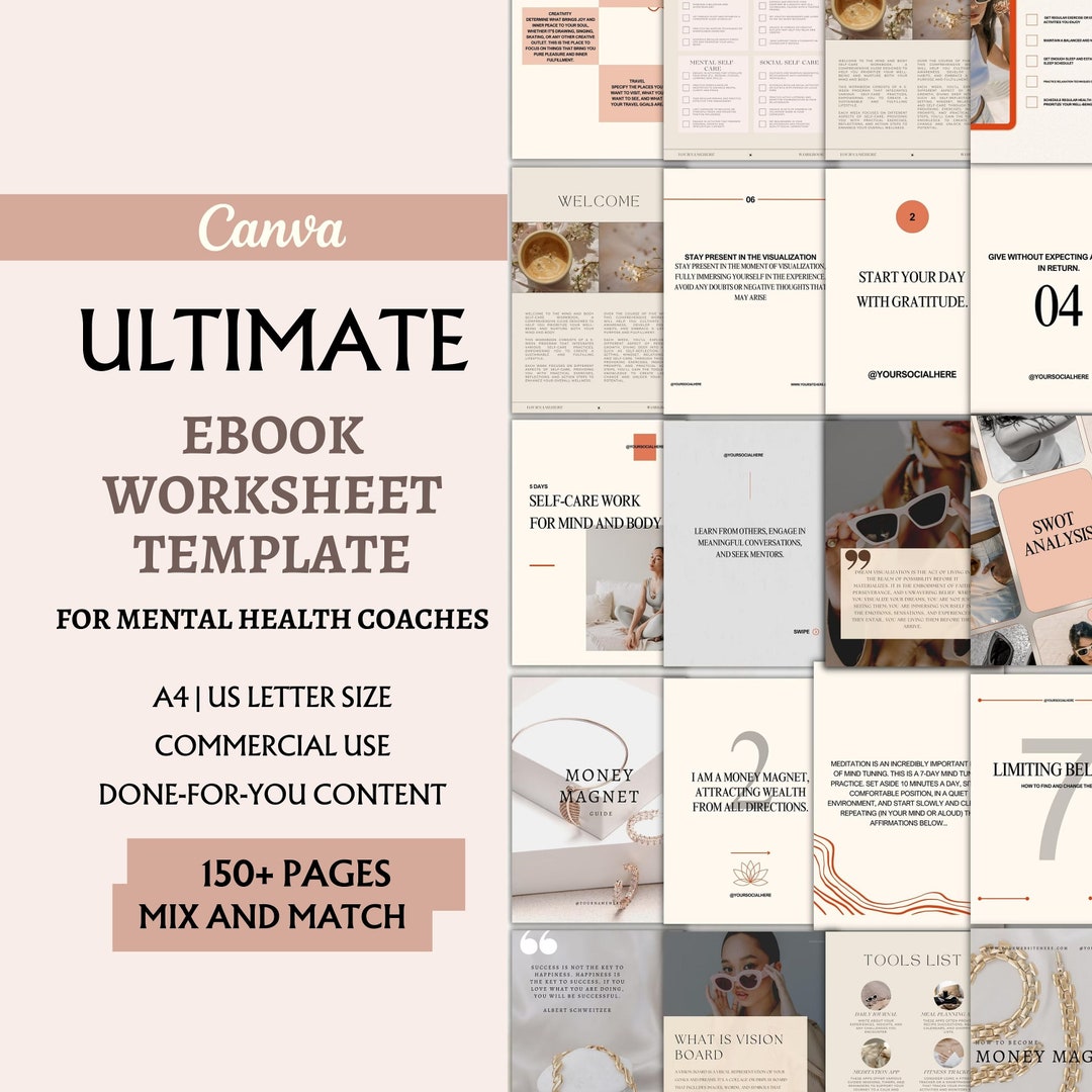 Ultimate Ebook Worksheets Template Canva, Mix & Match, Life Spiritual ...