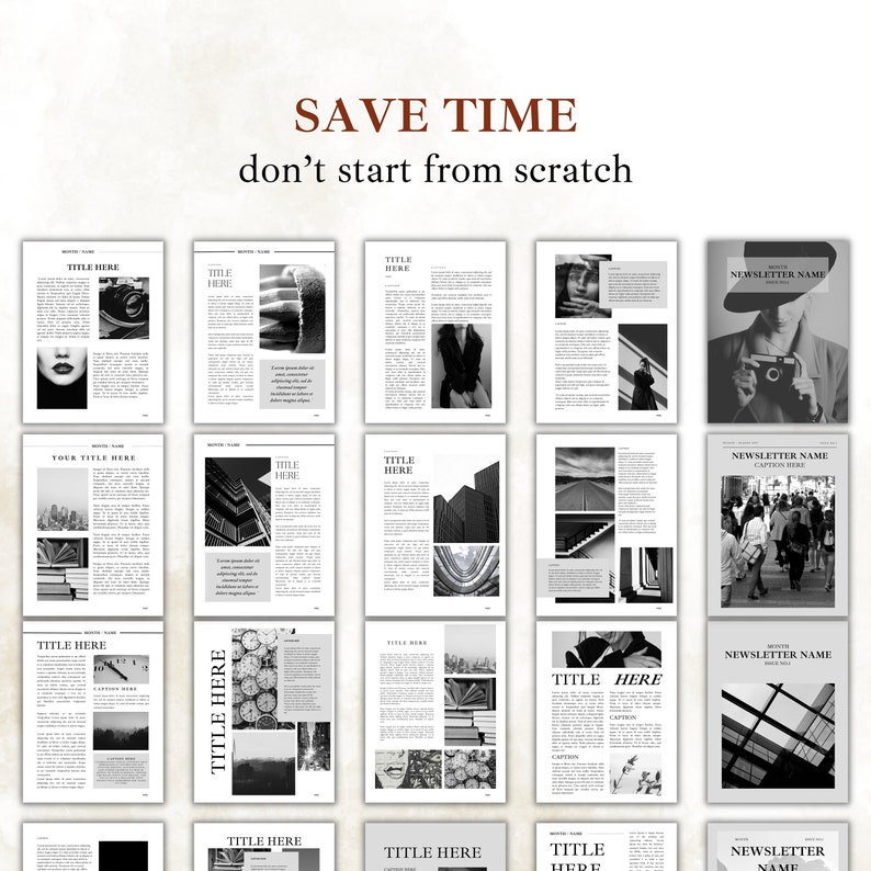 Editable Newsletter Template, Minimalistic 50 Canva Monthly Company ...