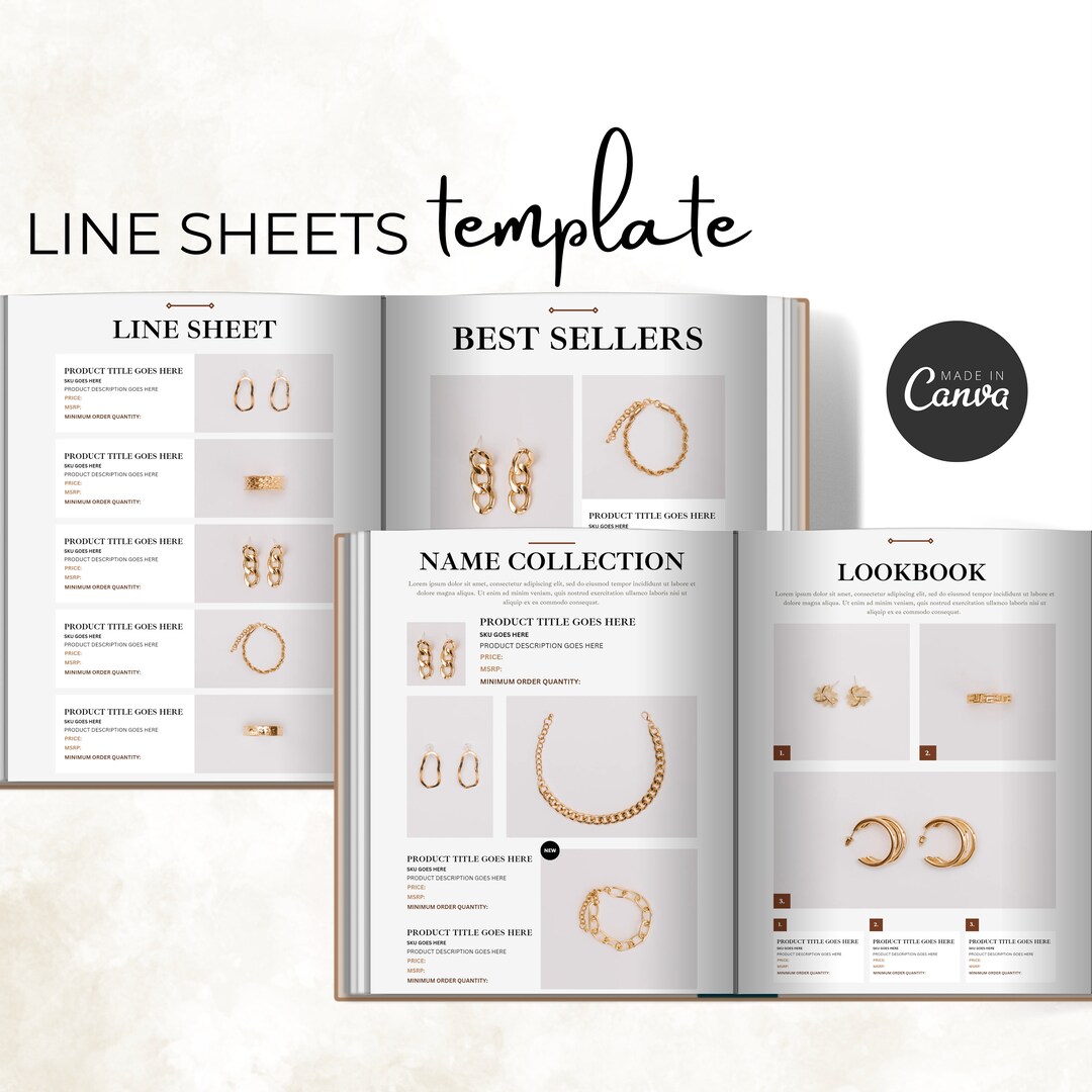 Wholesale Line Sheet Templates, Aesthetic Product Catalog, Editable ...