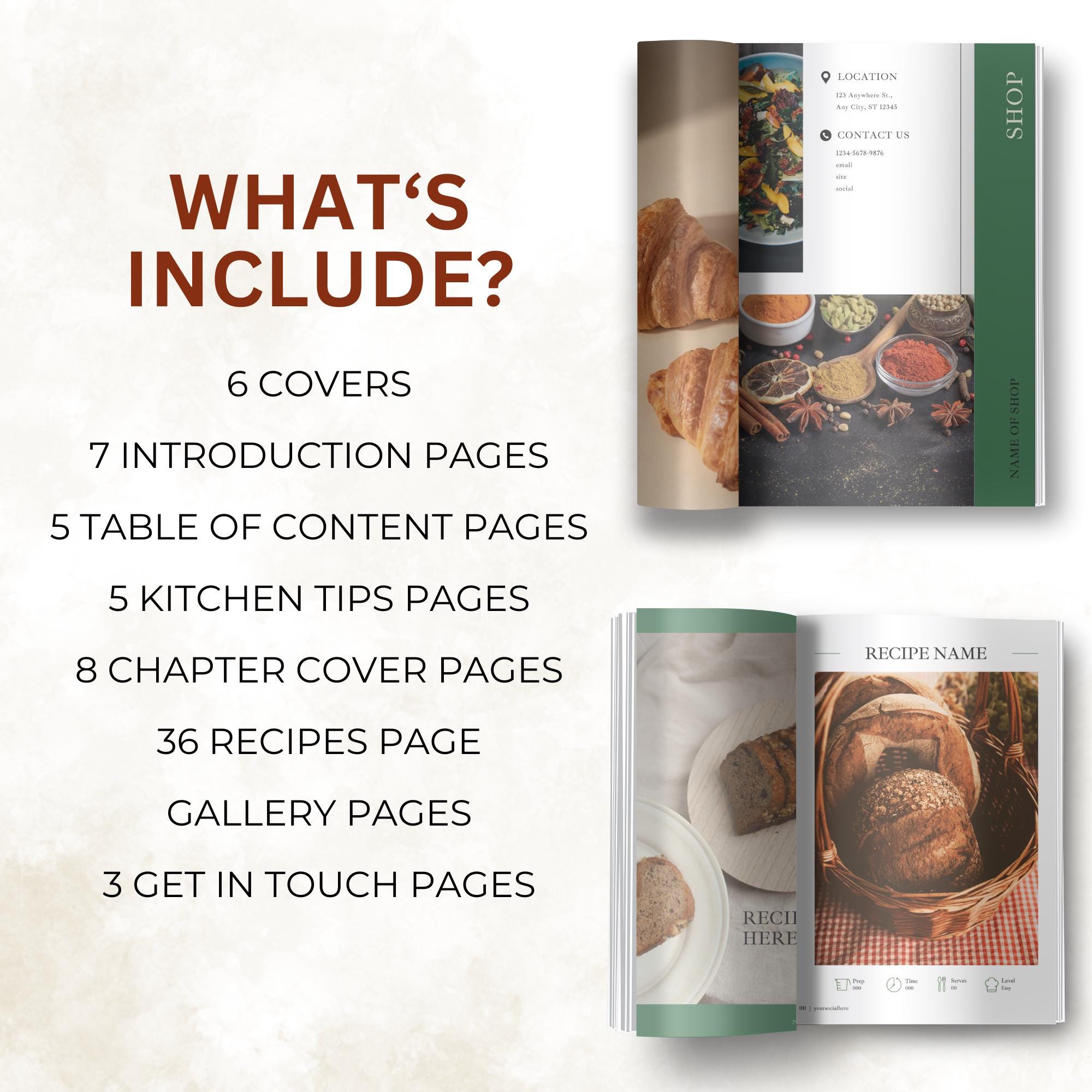 Editable Canva Recipe Book Template, Aesthetic Digital Cookbook ...