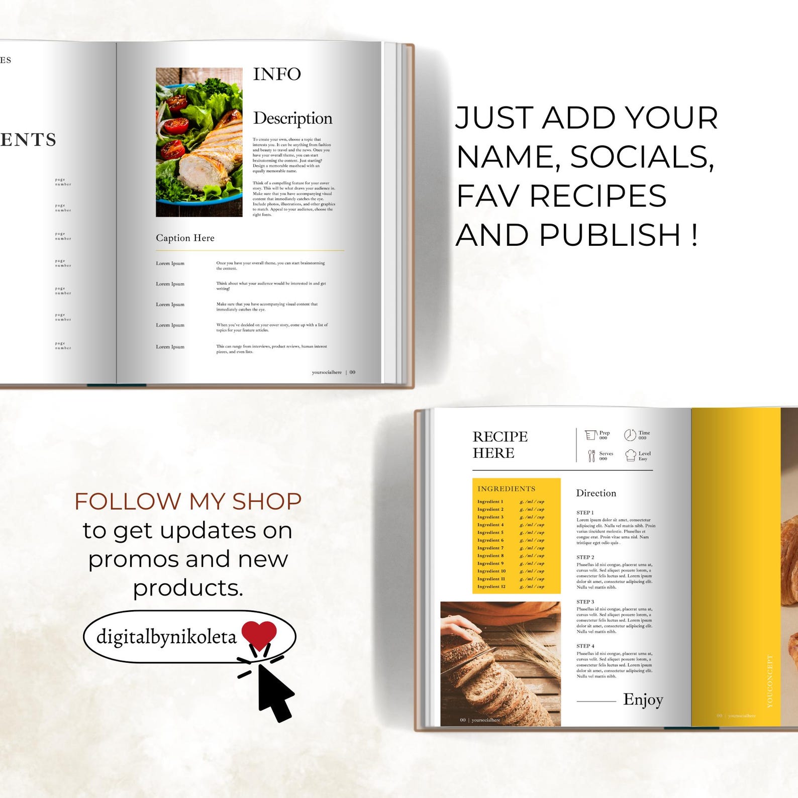 Editable Canva Recipe Book Template, Aesthetic Digital Cookbook ...