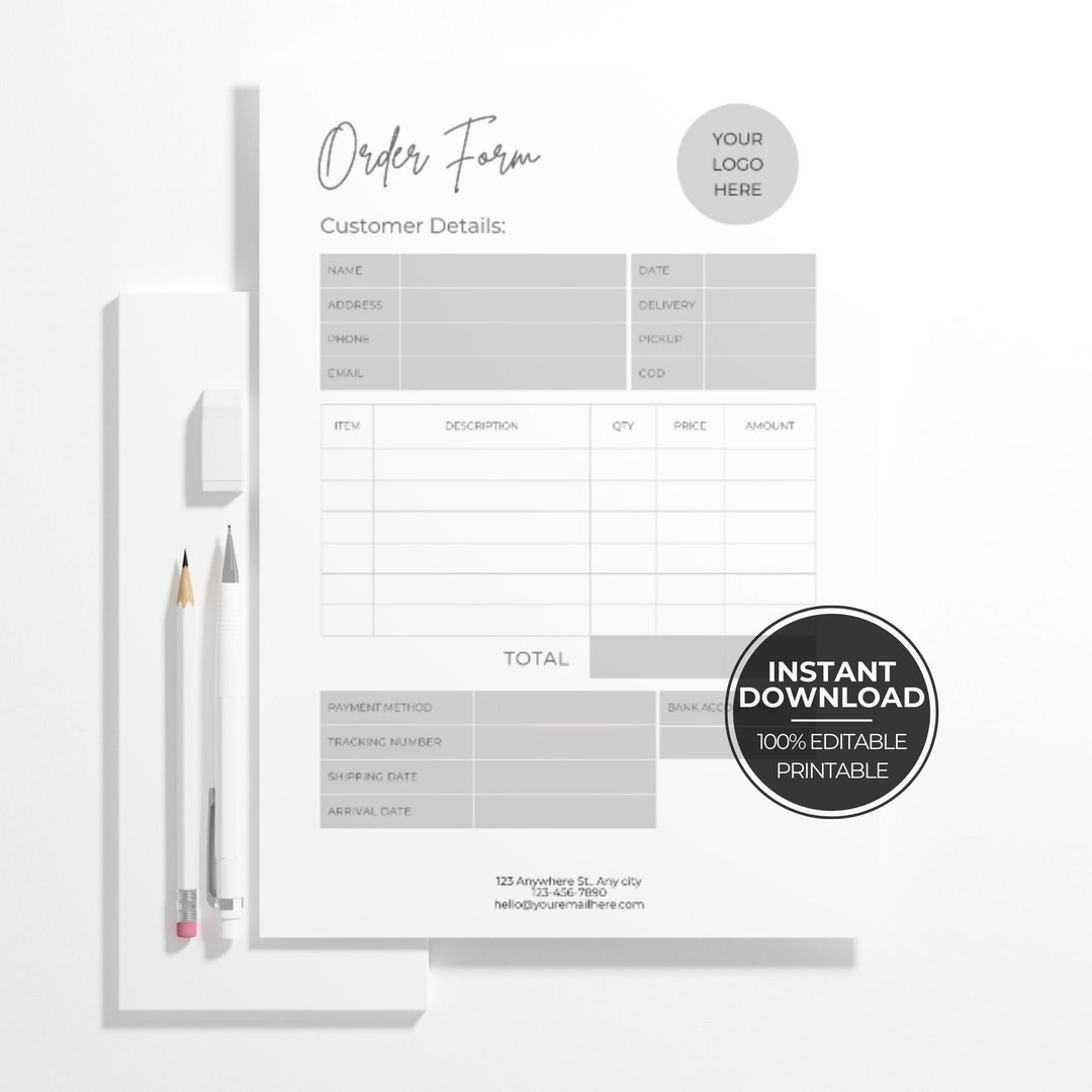 Minimalistic Order Form, Editable in Canva Supply Inventory Form ...