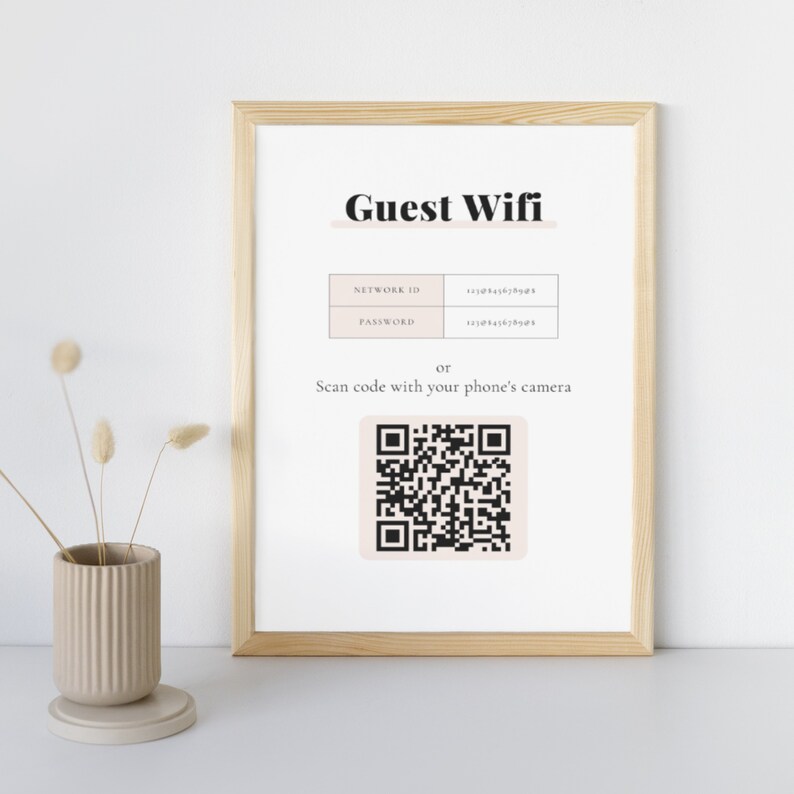 Business Wifi QR Code Sign Template, Editable Beauty Salon Scan QR Code ...