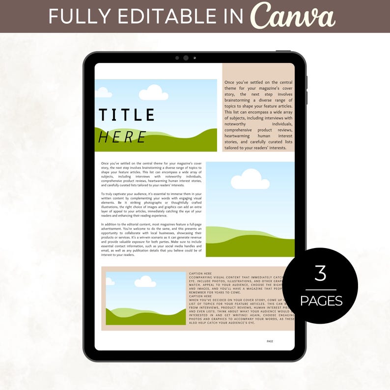 3 Pages Newsletter Template, Editable in Canva Daily, Weekly or Monthly ...