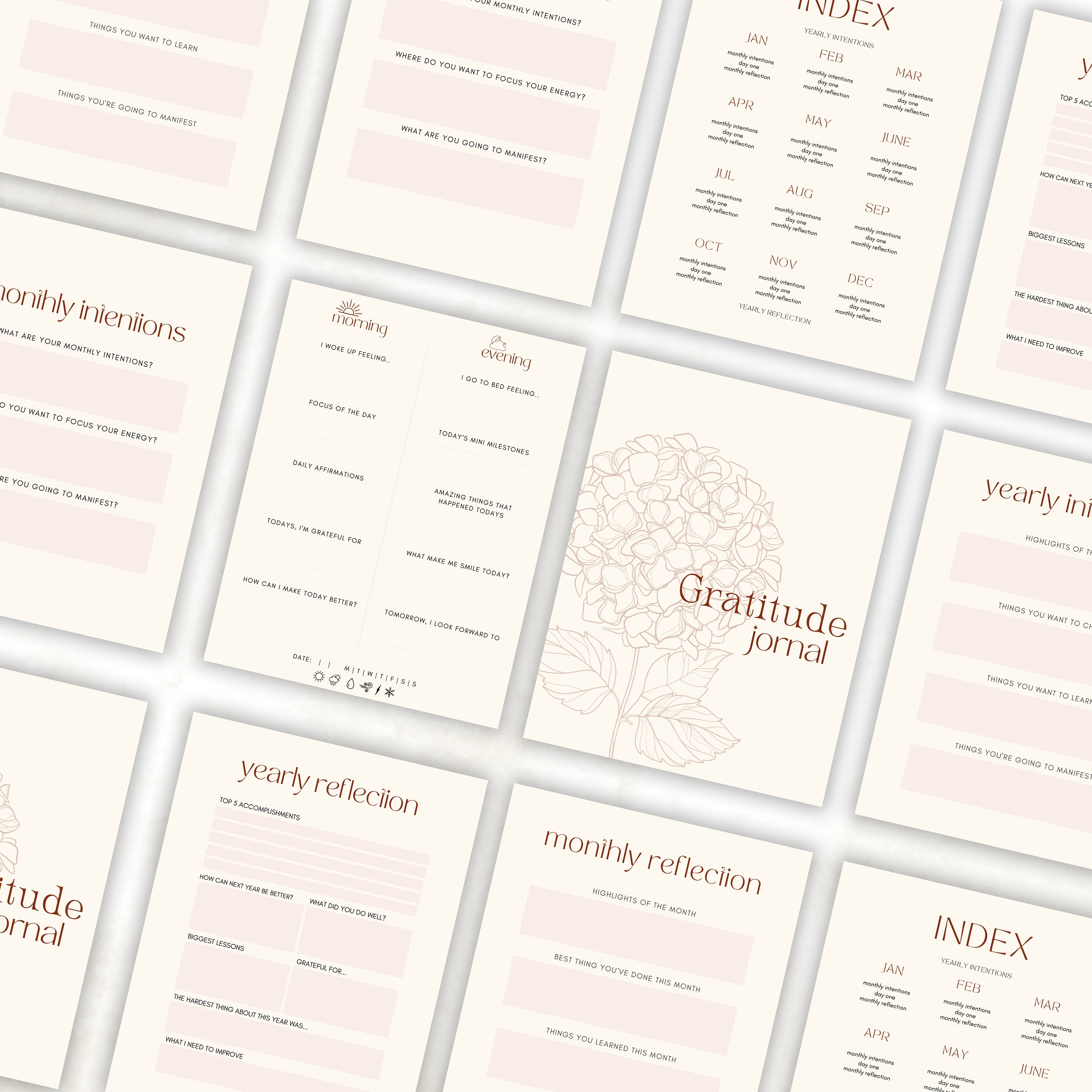 Printable Gratitude Guided Journal, 5 Min Morning & Evening Anxiety ...