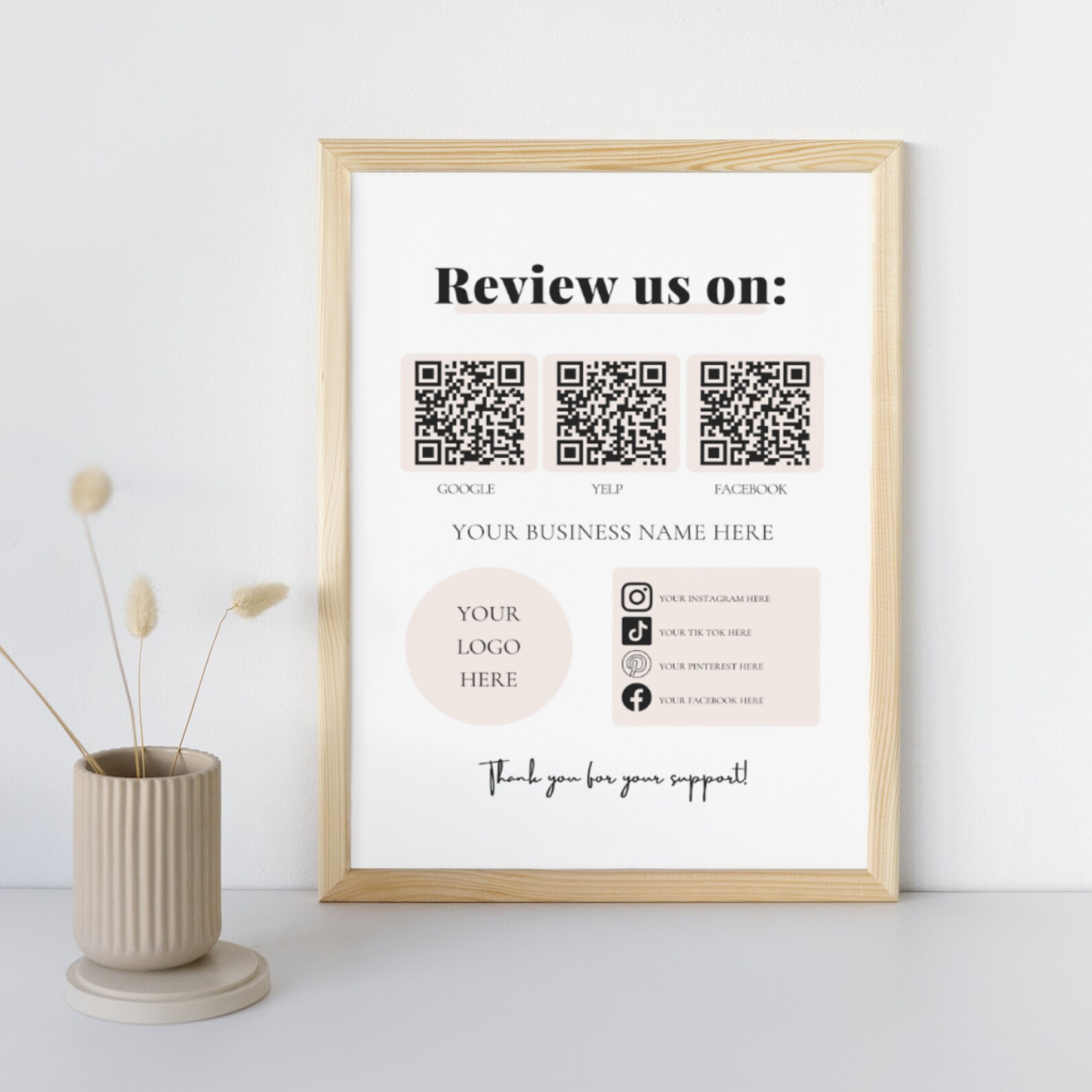 QR Code Leave a Review Business Card, Editable in Canva Google Review ...