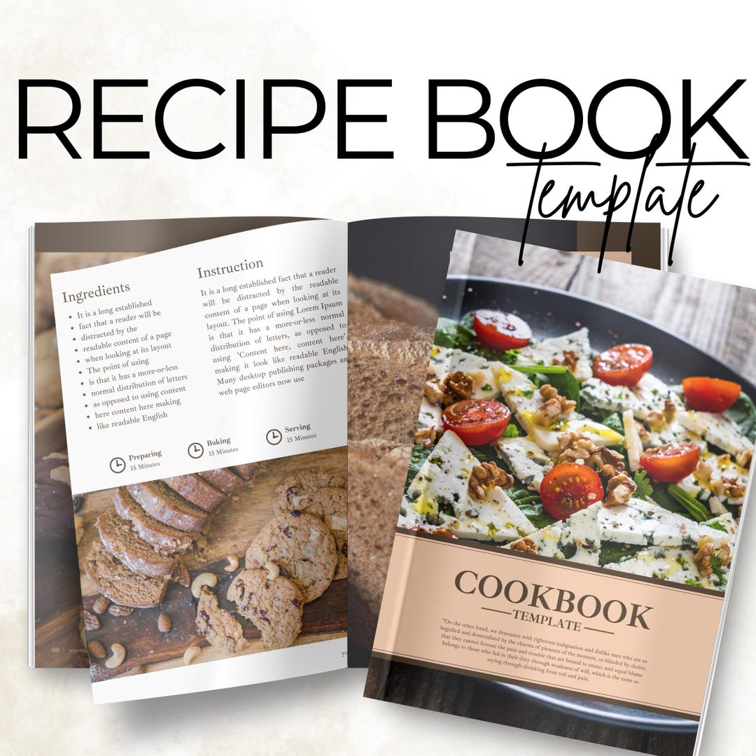 Cookbook Template, Editable Digital Recipe Book Templates, Food Blogger ...
