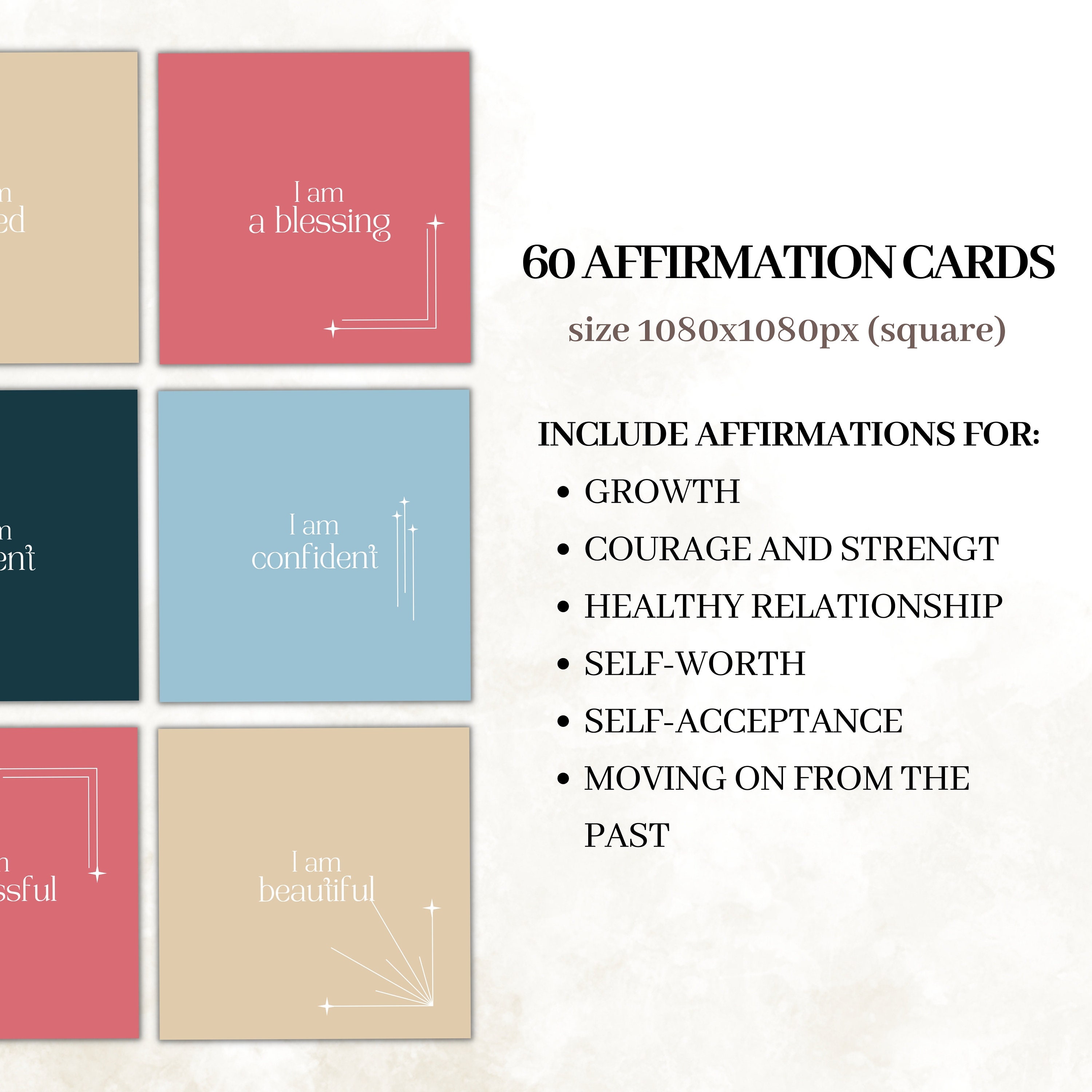 Instagram Affirmation Cards Deck, Fully Editable in Canva Therapy ...