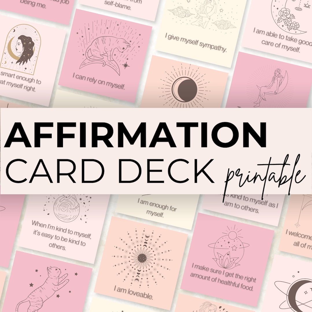 Pink Affirmation Card Deck: Self-love & Vision Board (printable) - Etsy