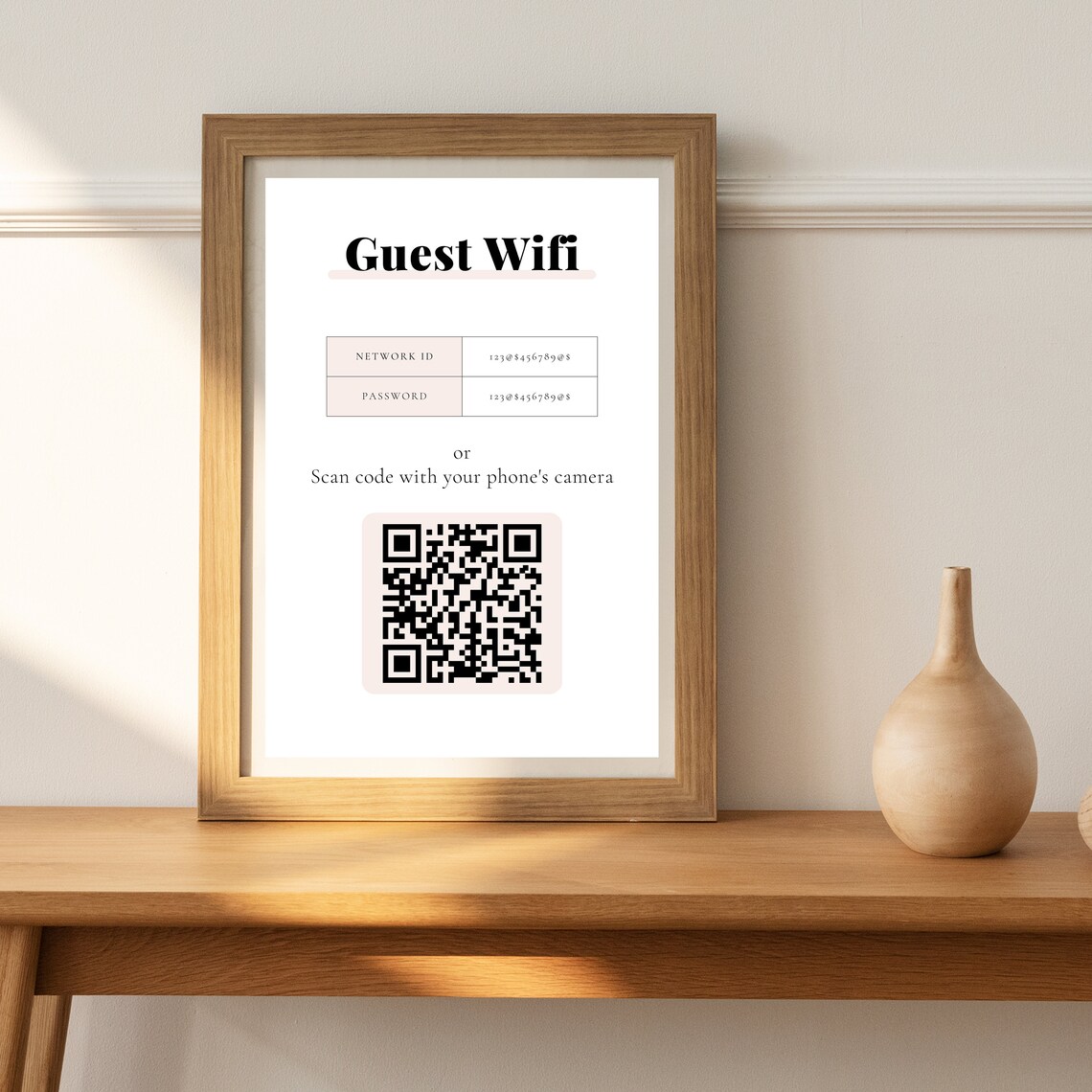 Guest Wifi QR Code Sign, Airbnb Welcome Book Guest Sign Canva Editable ...