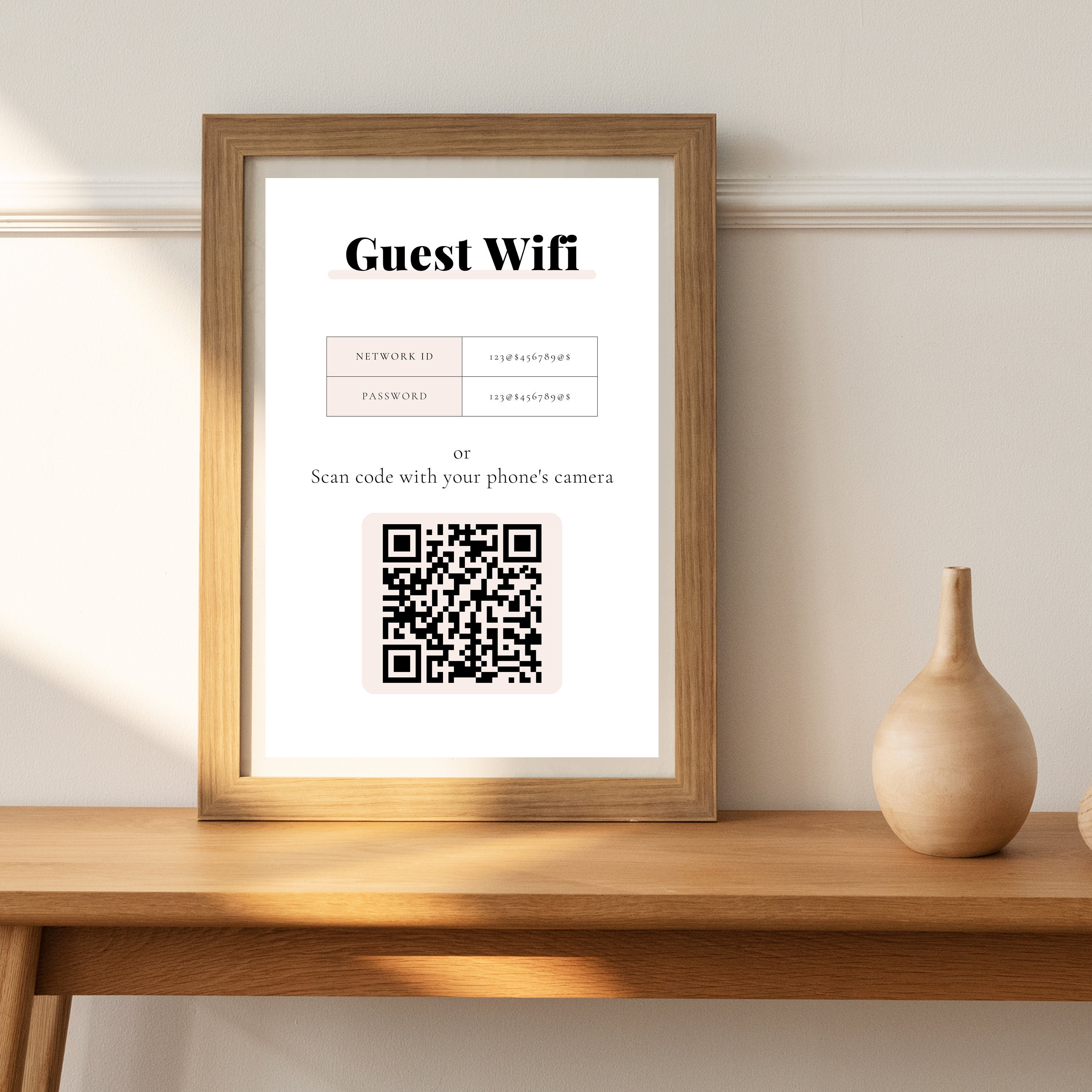 Business Wifi QR Code Sign Template, Editable Beauty Salon Scan QR Code ...