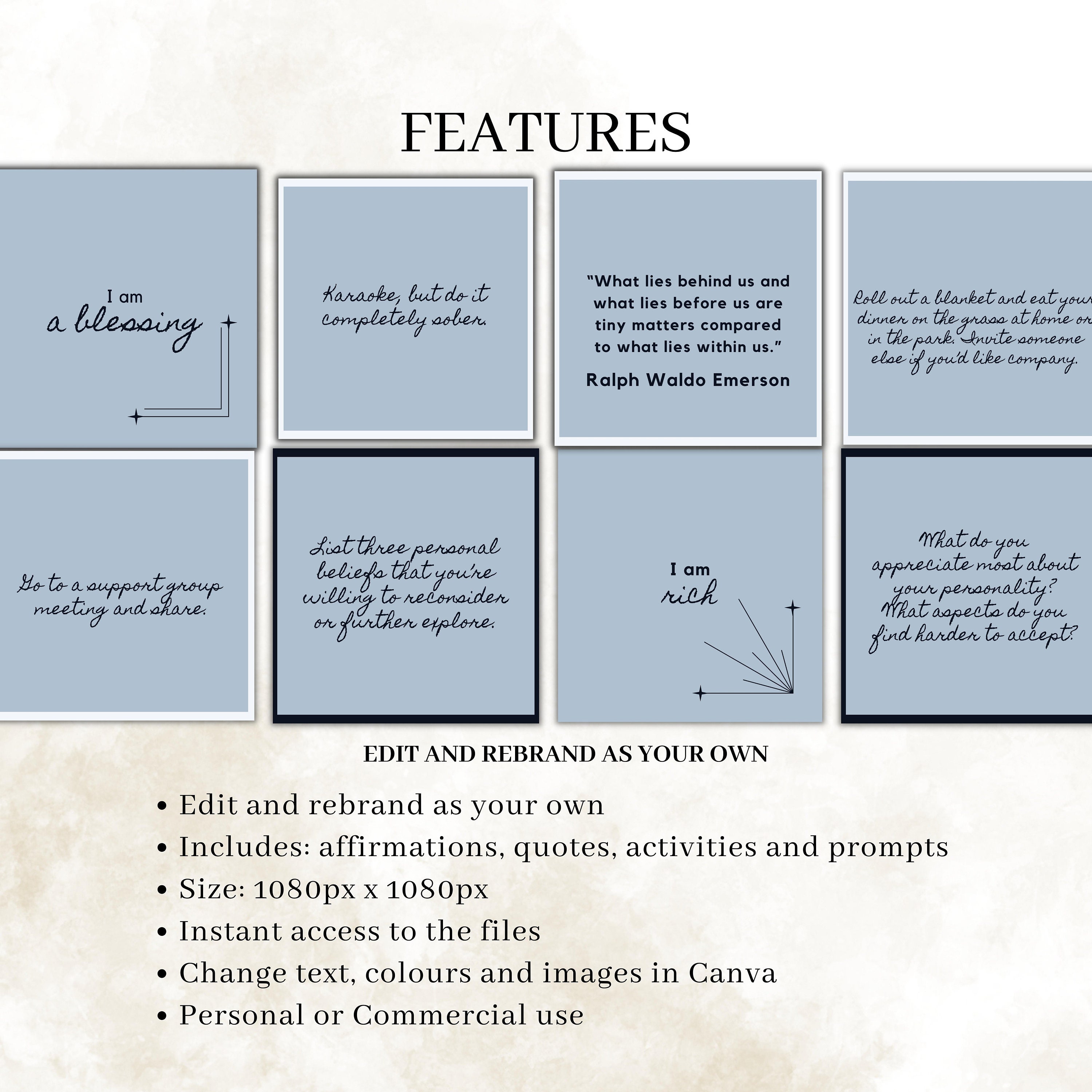 Printable Mental Health Card Deck Template, Editable 240 Affirmations ...