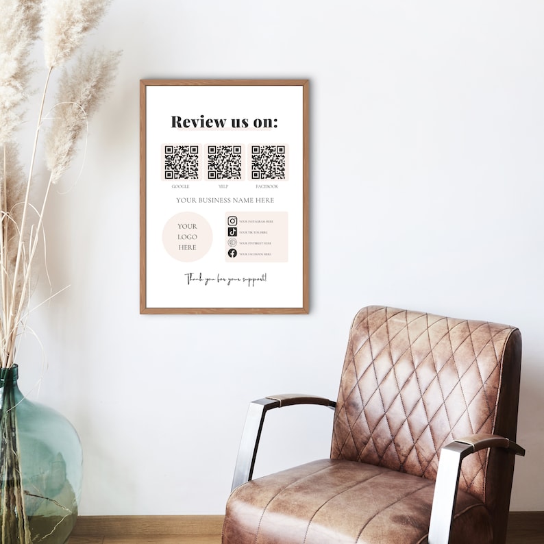 Leave Us Review QR Code Sign, Google Review Editable Sign & Scan to Pay ...