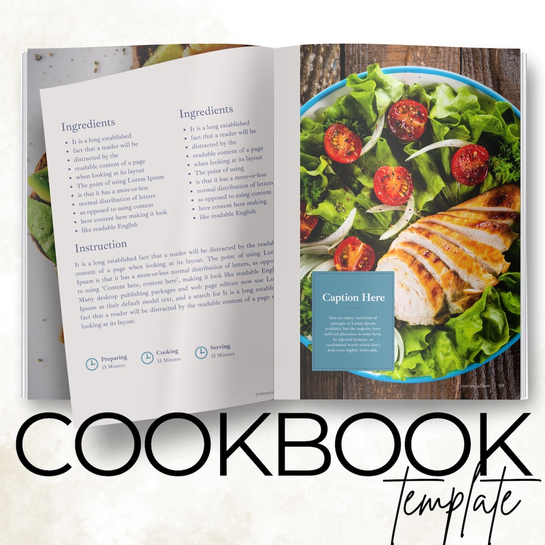 Editable Cookbook Canva Template, 70 Personalised Custom Recipe Book ...