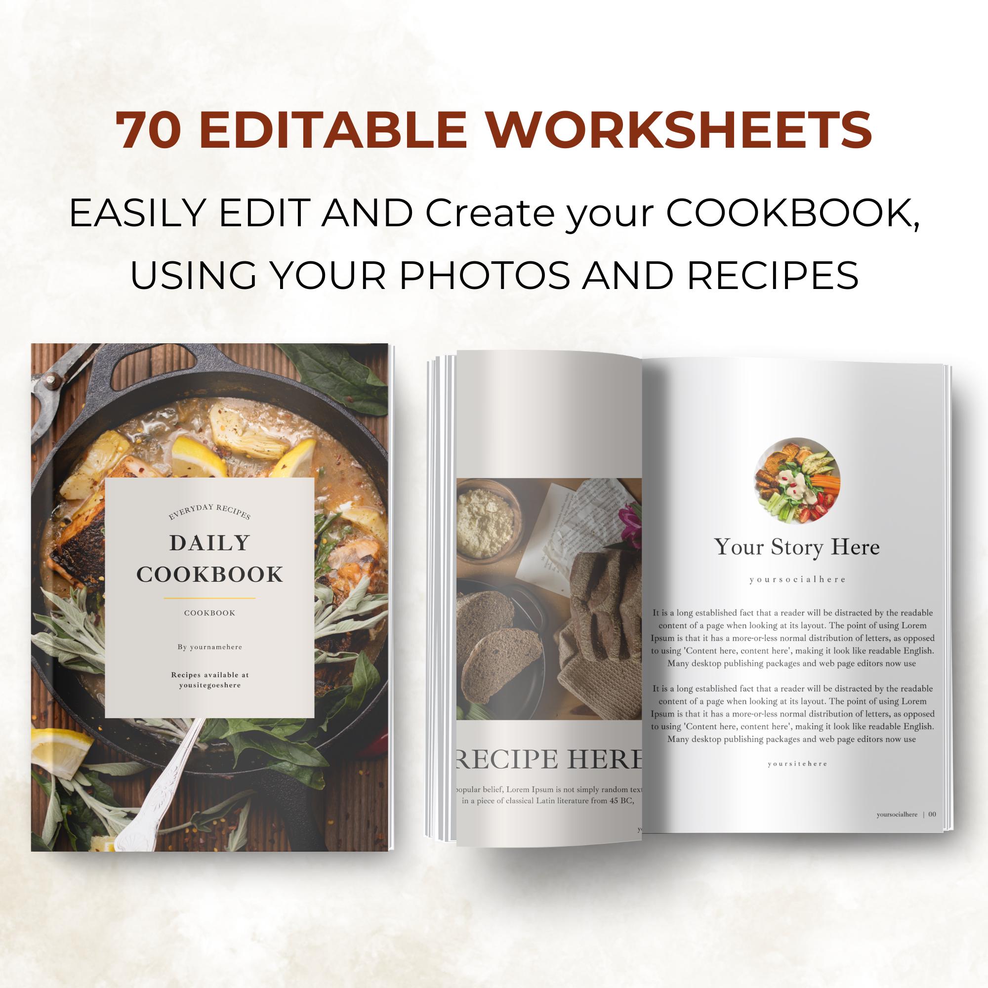 Editable Canva Recipe Book Template, Aesthetic Digital Cookbook ...