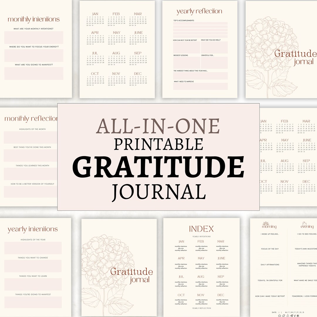 Printable Gratitude Guided Journal, 5 Min Morning & Evening Anxiety ...