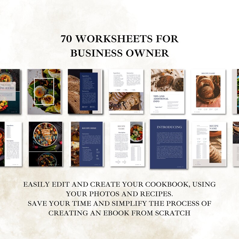 Editable Cookbook Canva Template, 70 Personalised Custom Recipe Book ...