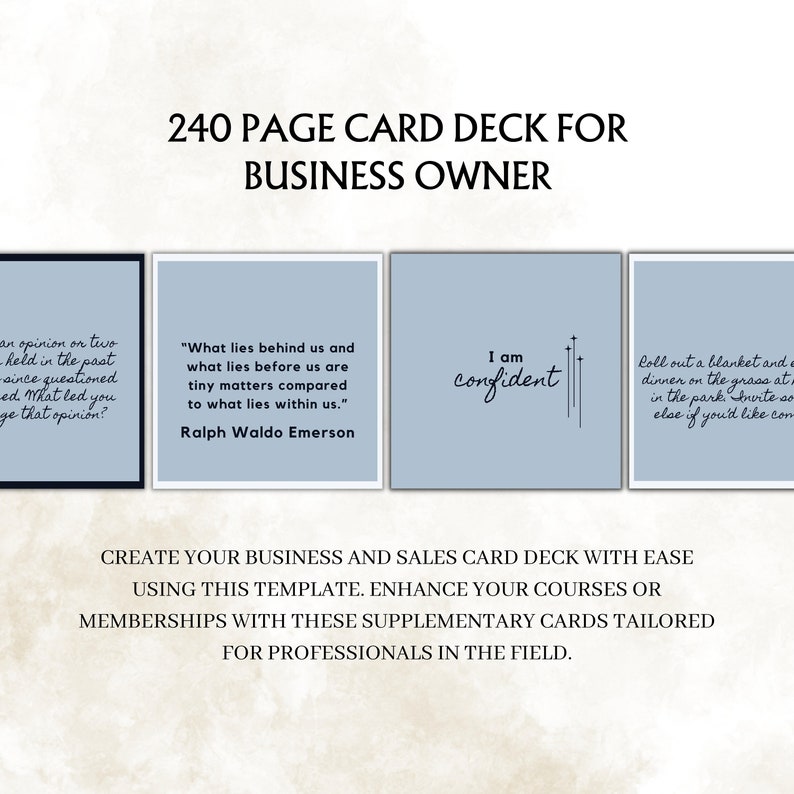 Printable Mental Health Card Deck Template, Editable 240 Affirmations ...