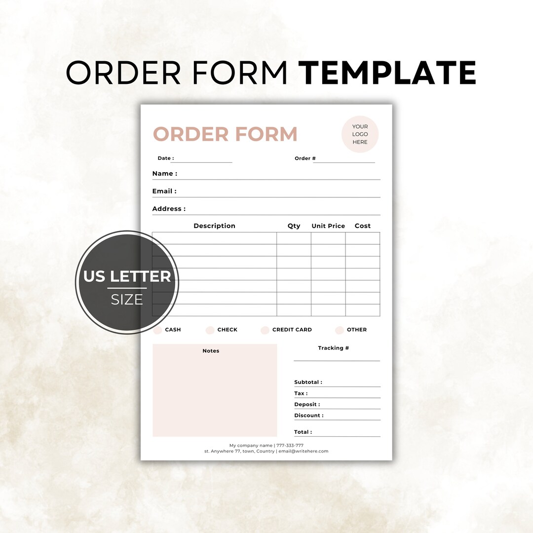 Florist Order Form, Small Business Sign, Printable Inventory Supply ...