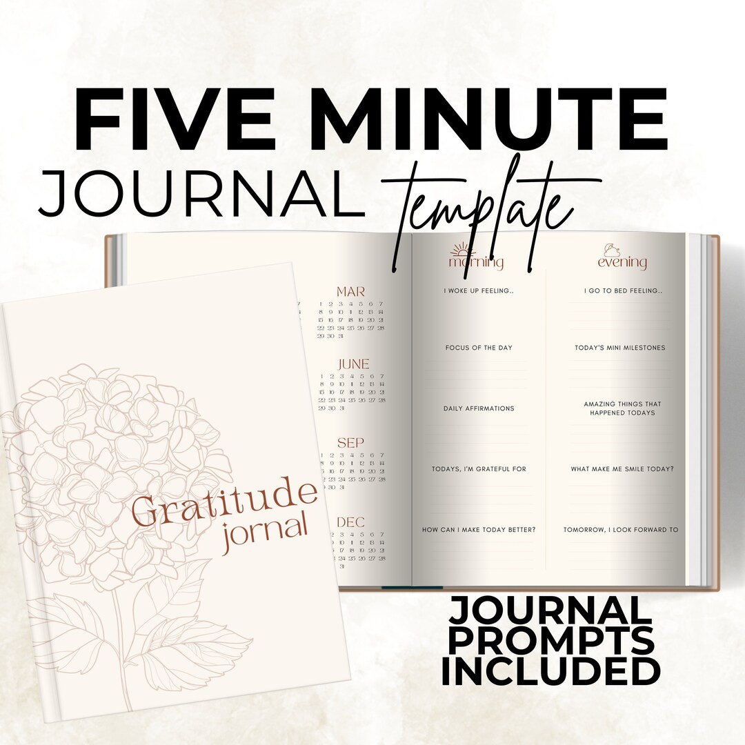 5 Minute Journal Template, Journaling Prompts Included, Make Money ...