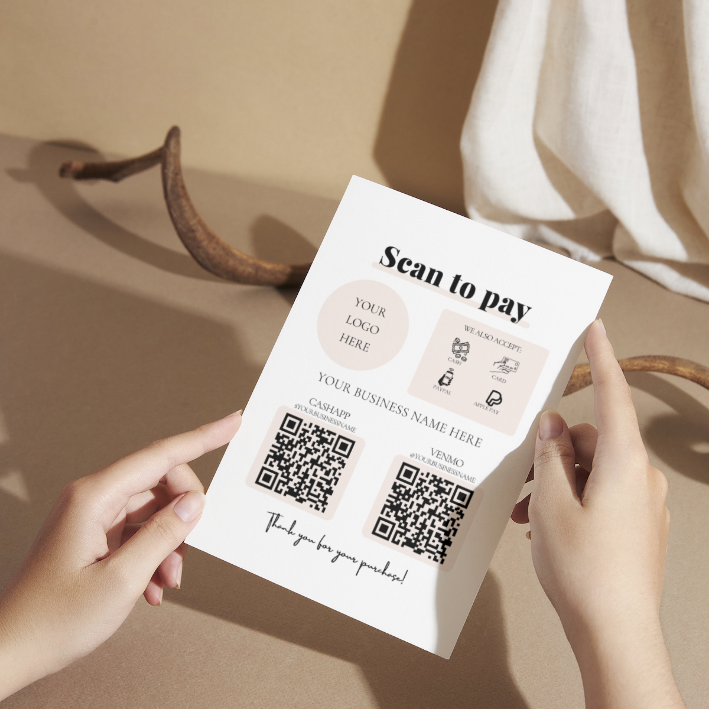 Scan to Pay QR Code Sign & Hair Price List Template, Nail Tech and ...