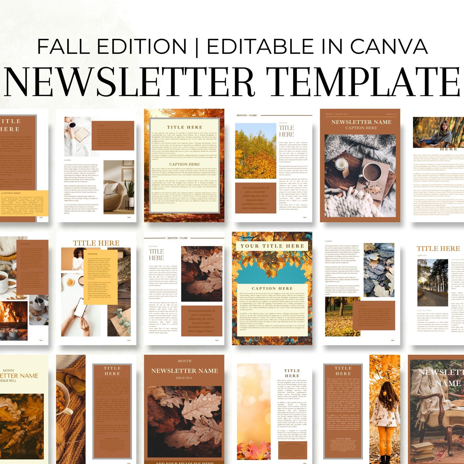 Autumn Newsletter Template for Small Businesses & Life Coaches, 50 Fall ...