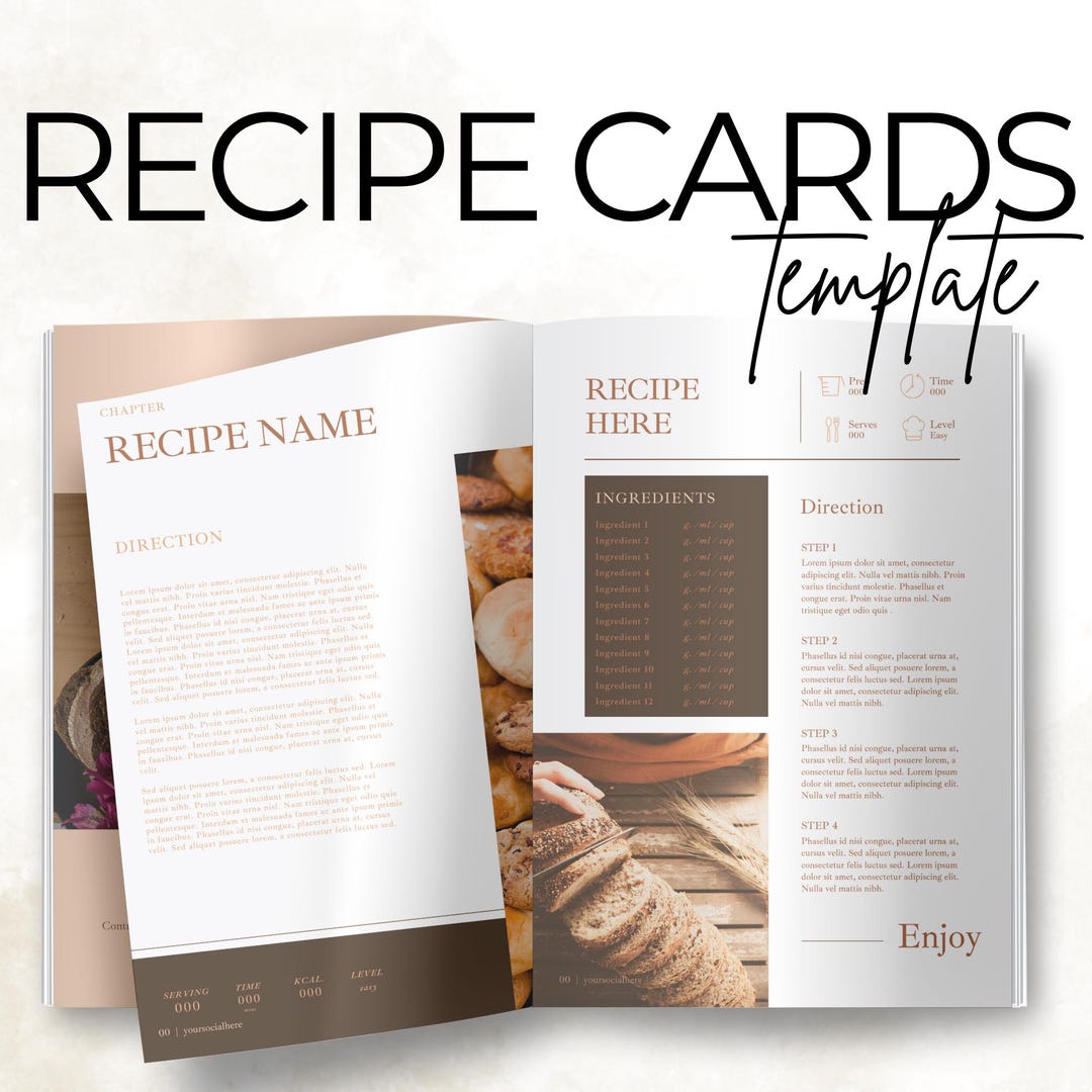 Digital Recipe Card Template: Customizable Cooking Ebook (8.5x11 US ...