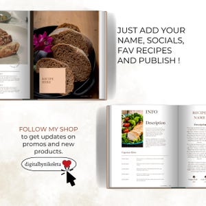 Cookbook Template, Editable Digital Recipe Book Templates, Food Blogger ...