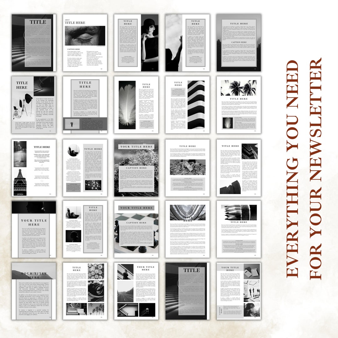 Editable Newsletter Template, Minimalistic 50 Canva Monthly Company ...